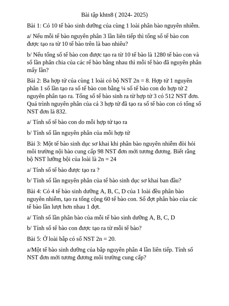 Bài tập khtn8- 1 (24- 25) | PDF
