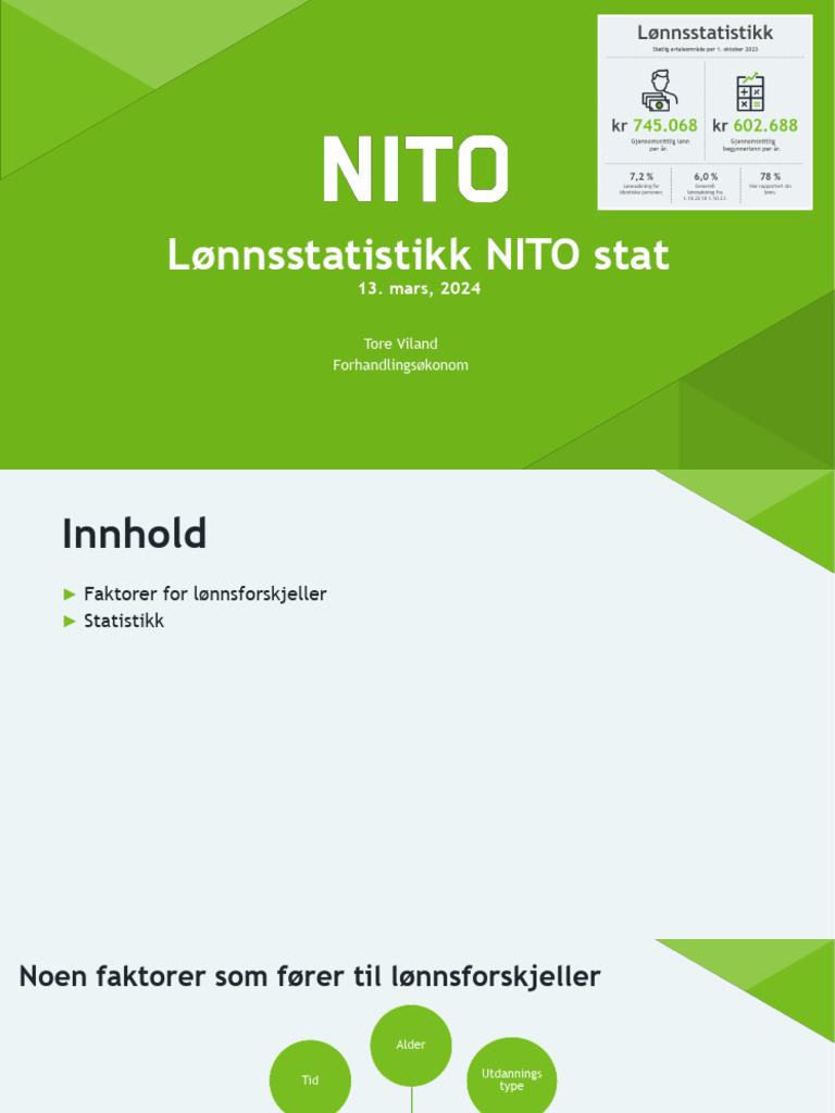 Lønnsstatistikk Per 1.10.2023 NITO Stat, Tore Viland, NITO | PDF