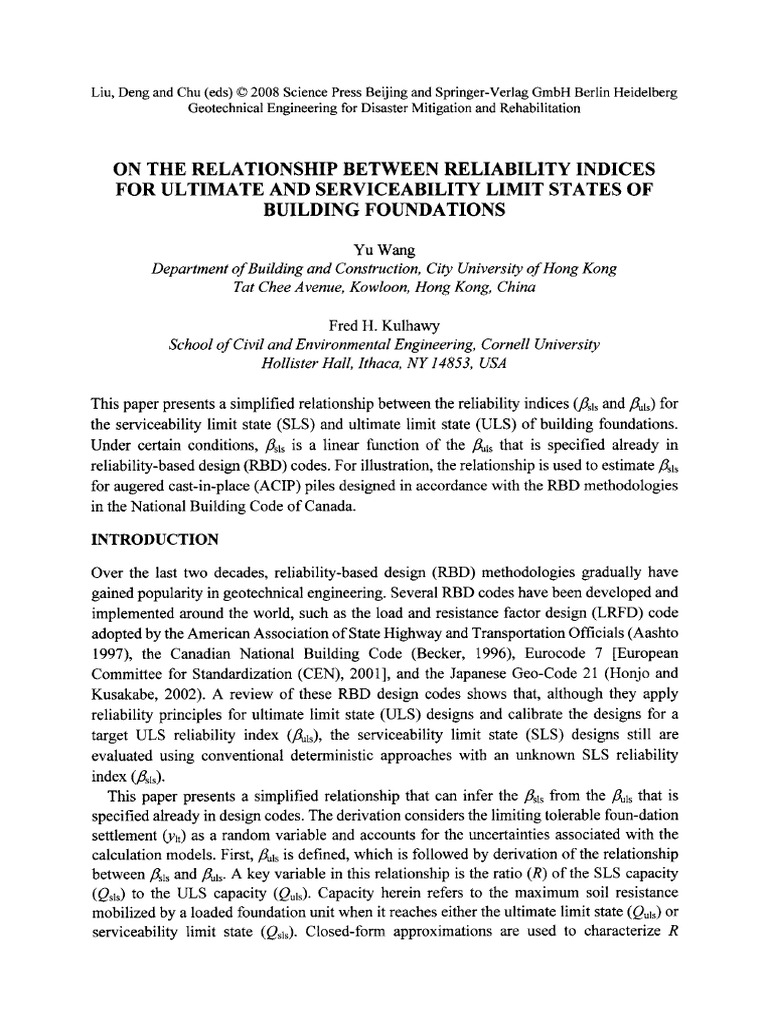 On The Relationship Between Reliability Indices For Ultimate and ...