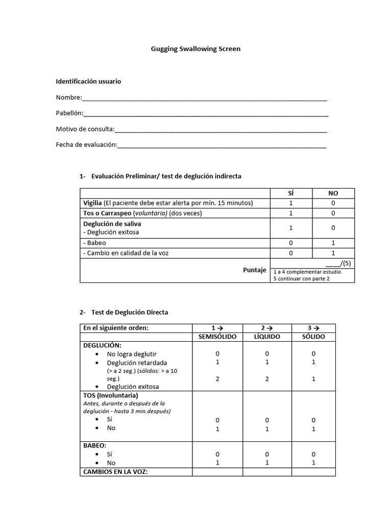 Gugging Swallowing Screen (Guss) | PDF | Reflejos