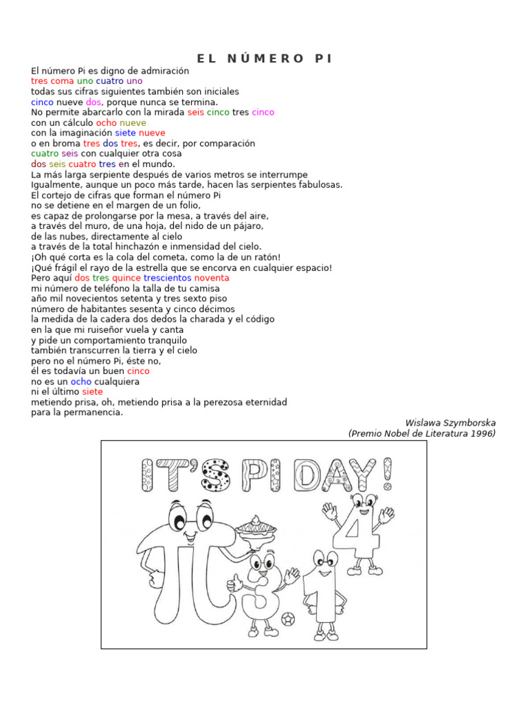 Poema sobre el número Pi | PDF