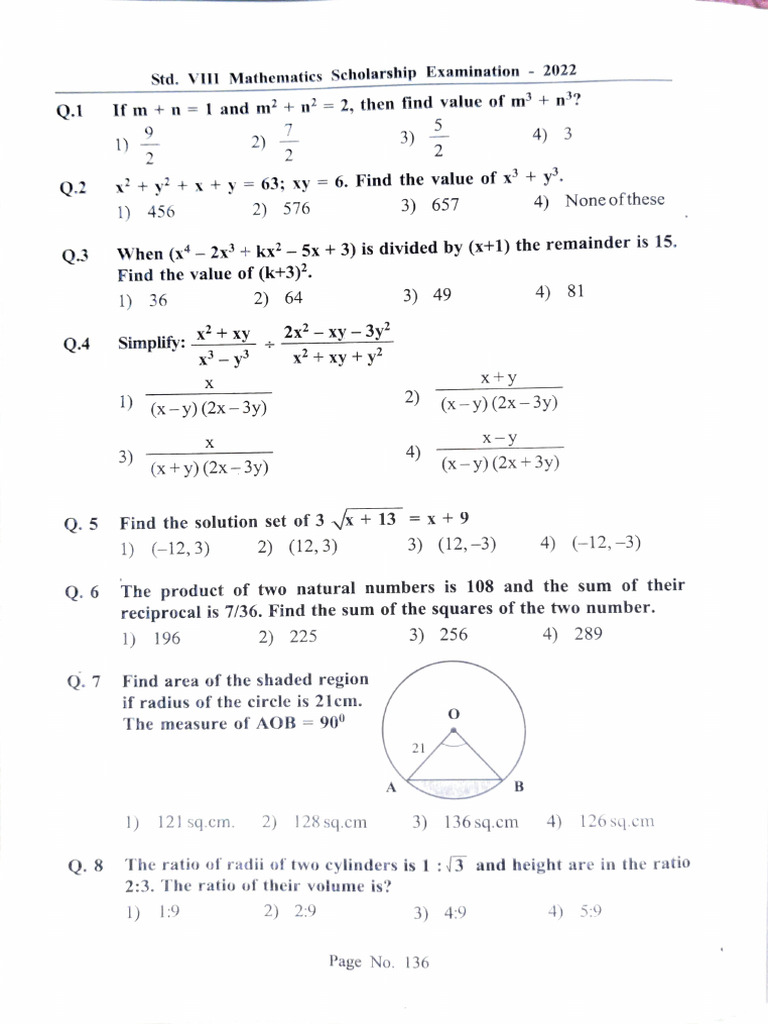 Ipm 2022 Final Paper 8th Grade | PDF | Arithmetic | Elementary Mathematics