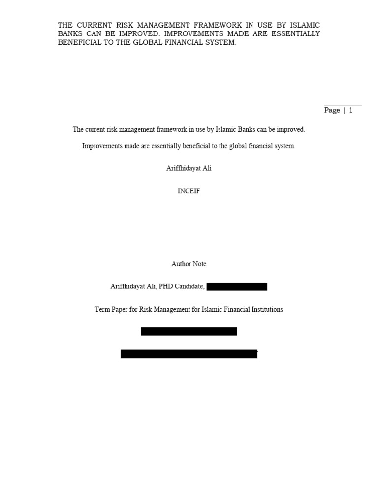 The Current Risk Management Framework in | PDF | Islamic Banking And ...