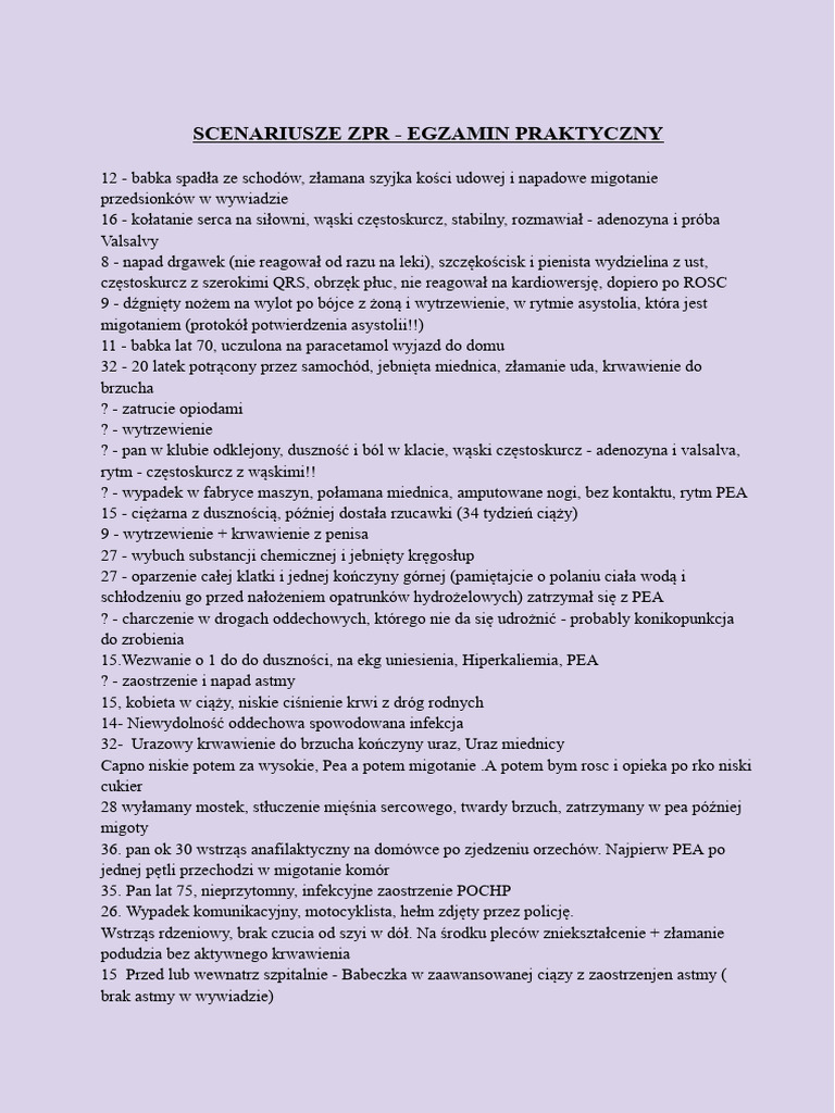 Scenariusze ZPR - Egzamin Praktyczny | PDF