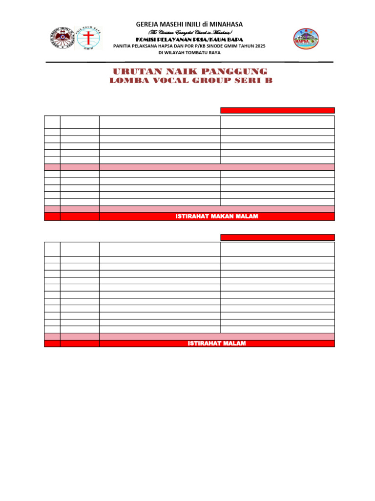 Jadwal Lomba VG B Hapsa PKB SG 2025 | PDF