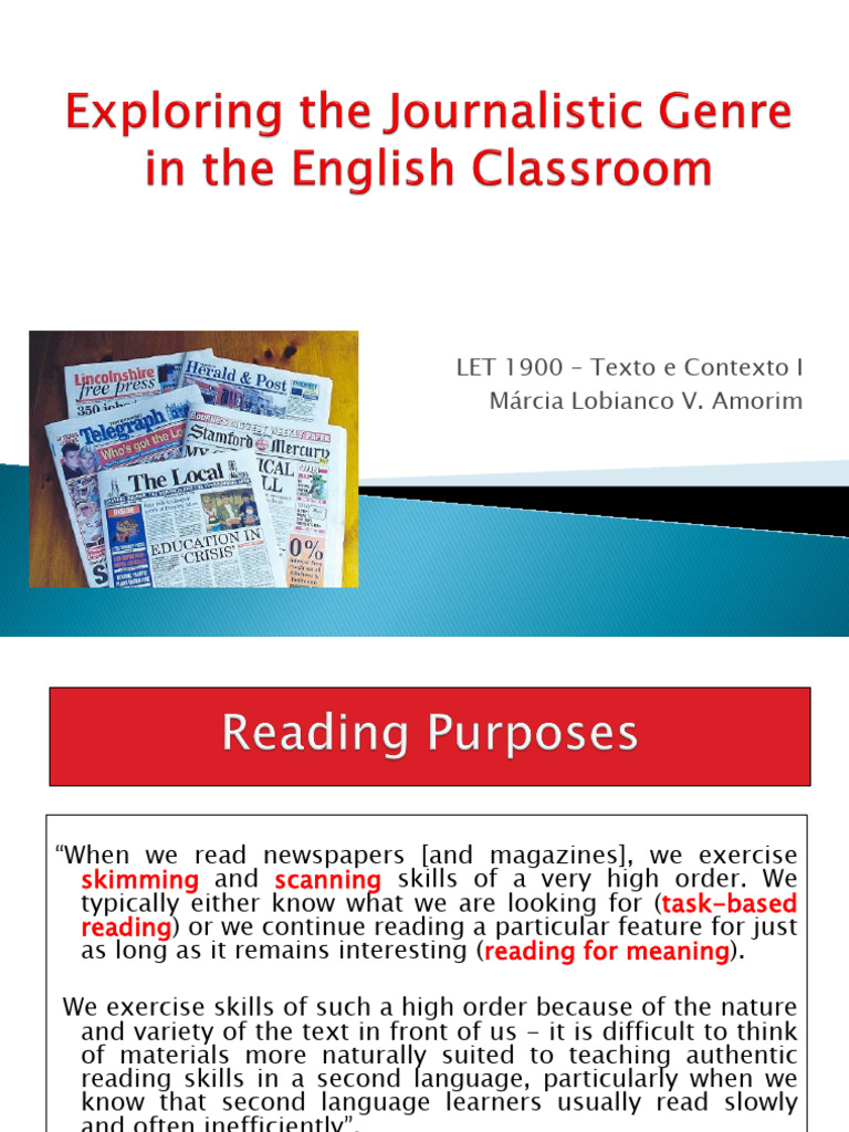 Reading Journalistic Texts - 2015.1 | PDF | Newspapers | News