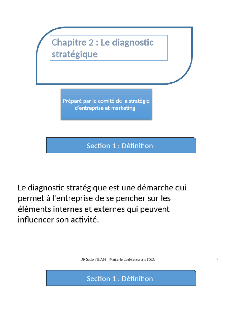 Chap 2 Le Diagnostic Stratégique | PDF | Analyse SWOT | Économie d'entreprise