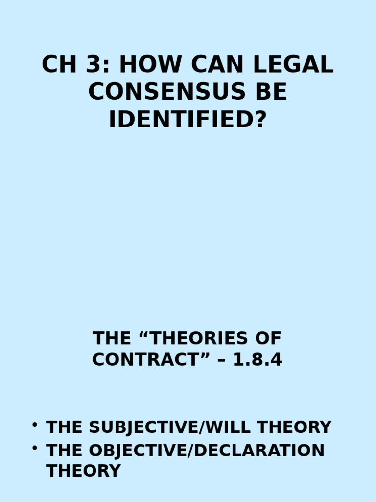 Identifying Legal Consensus in Contracts | PDF | Epistemology