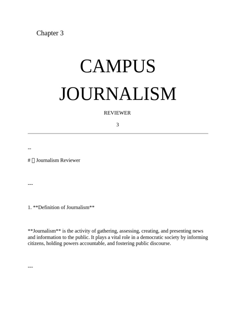 Campus Journalism Overview and Tips | PDF | Journalism | Newspapers