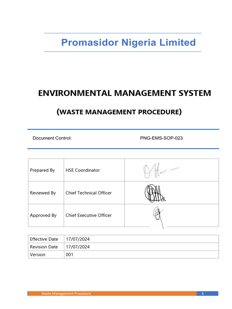 Waste Management Procedure Overview | PDF | Waste | Waste Management