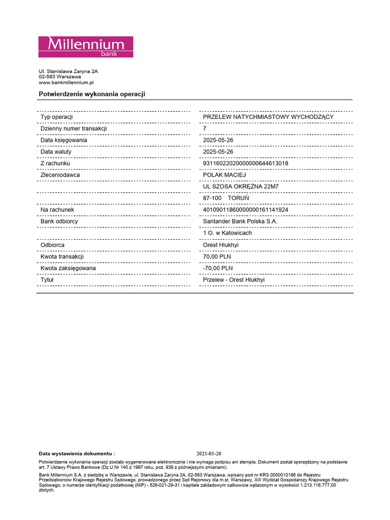 Potwierdzenie Przelewu | PDF