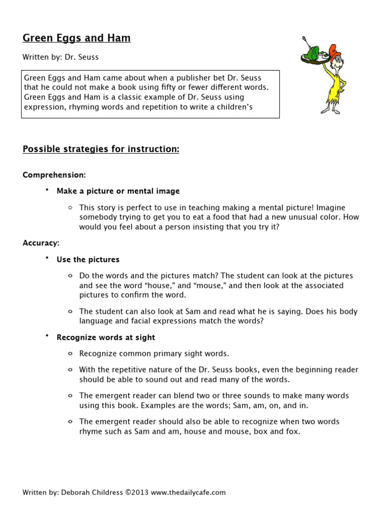 Lit Lesson - Green Eggs and Ham | PDF | Applied Linguistics ...