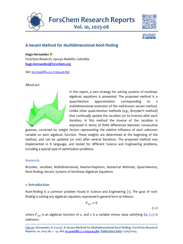 A Secant Method For Multidimensional Root-Finding | PDF | Equations ...