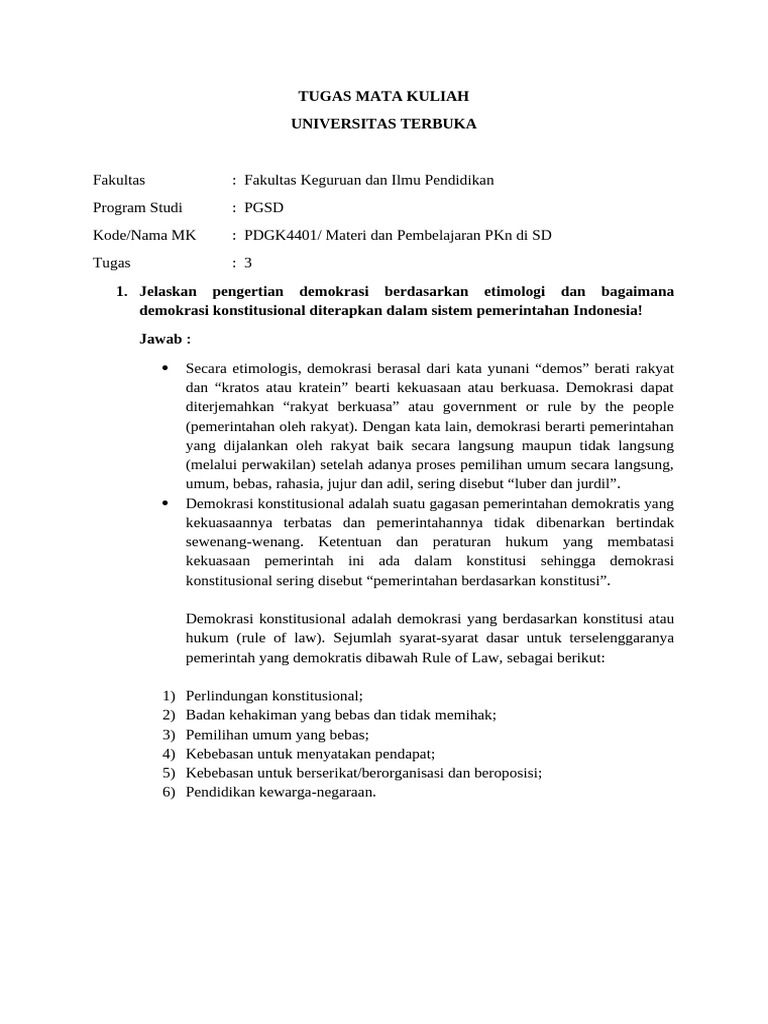 Tugas 3 Materi Dan Pembelajaran PKN Di SD | PDF