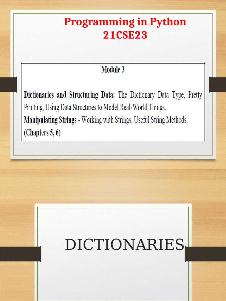 Modue 3 - Dictionaries | PDF | Software Development | Computer Engineering