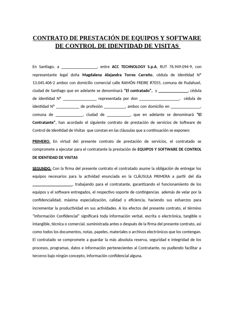 Contrato de Equipos y Software de Control | PDF | Software