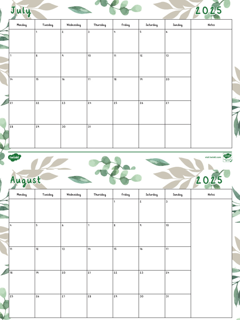 2025-2026 Monthly Calendar Overview | PDF
