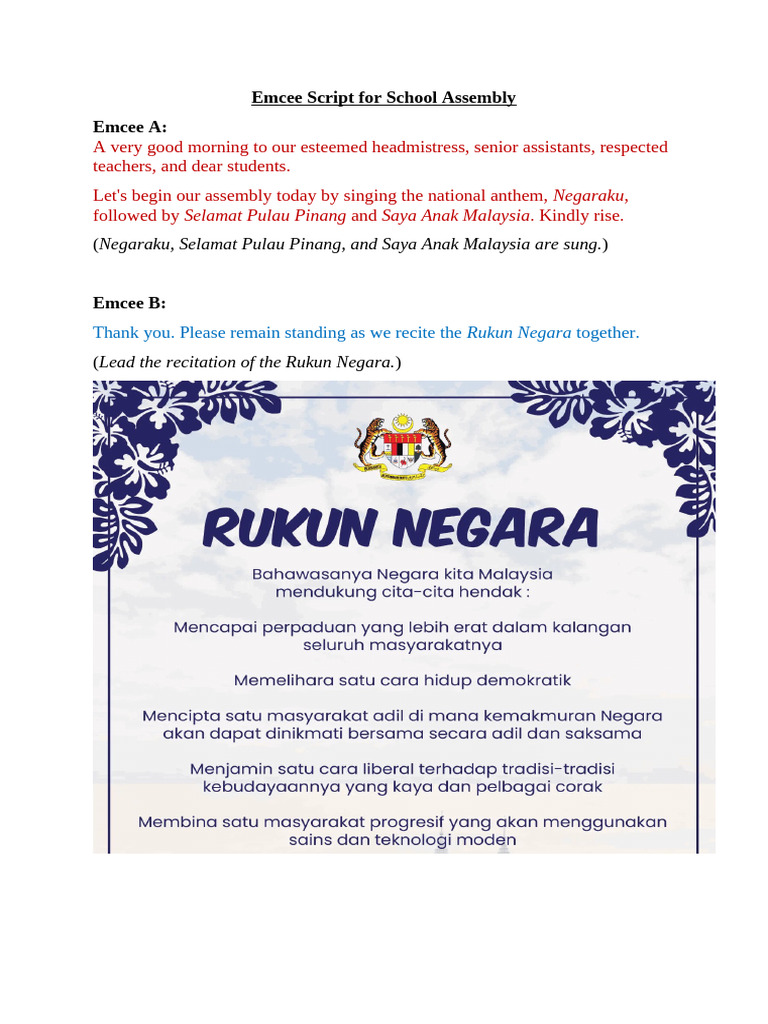 Emcee Script For School Assembly | PDF