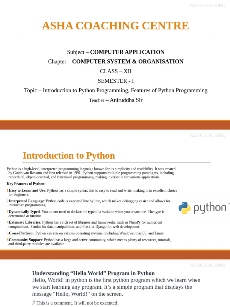 Asha Coaching Centre - Coma Xi 1 | PDF | Python (Programming Language ...