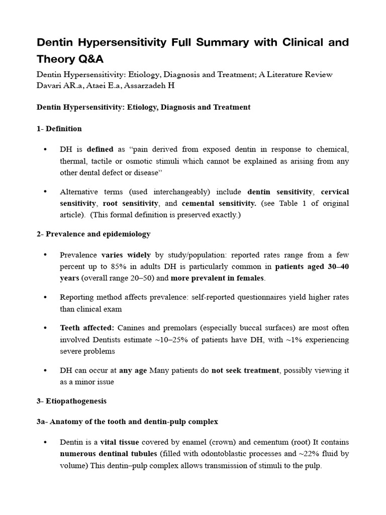 Hypersensitivity Review | PDF | Dentin | Dentistry