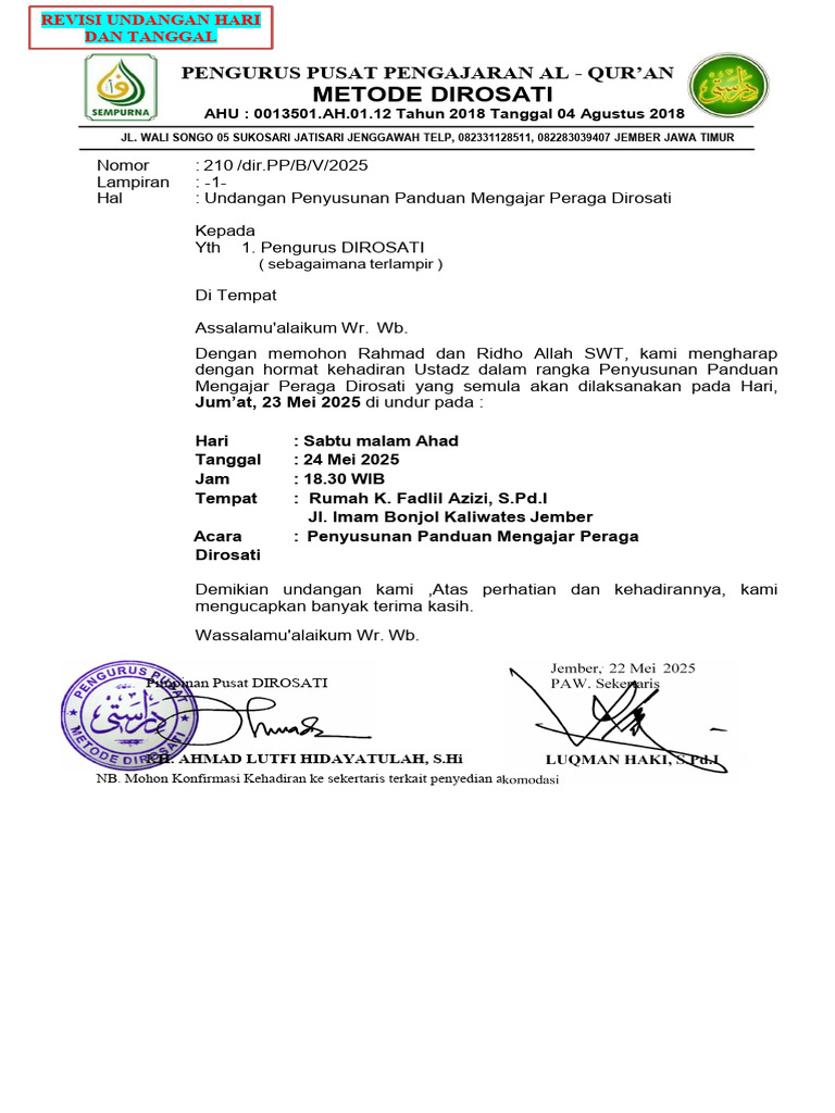 Revisi Undangan | PDF