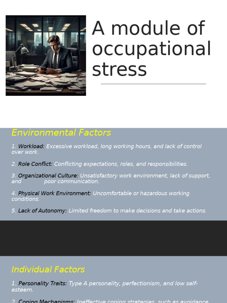 Occupational Stress: Causes & Solutions | PDF