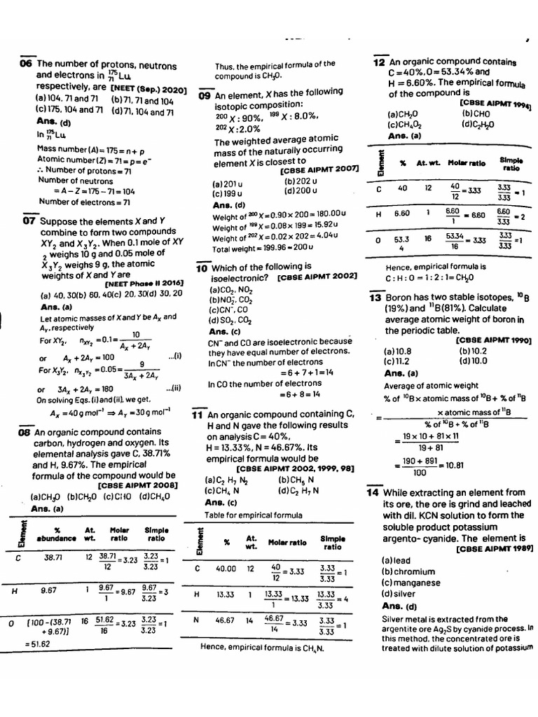 NEET PYQ - Mole Concept | PDF