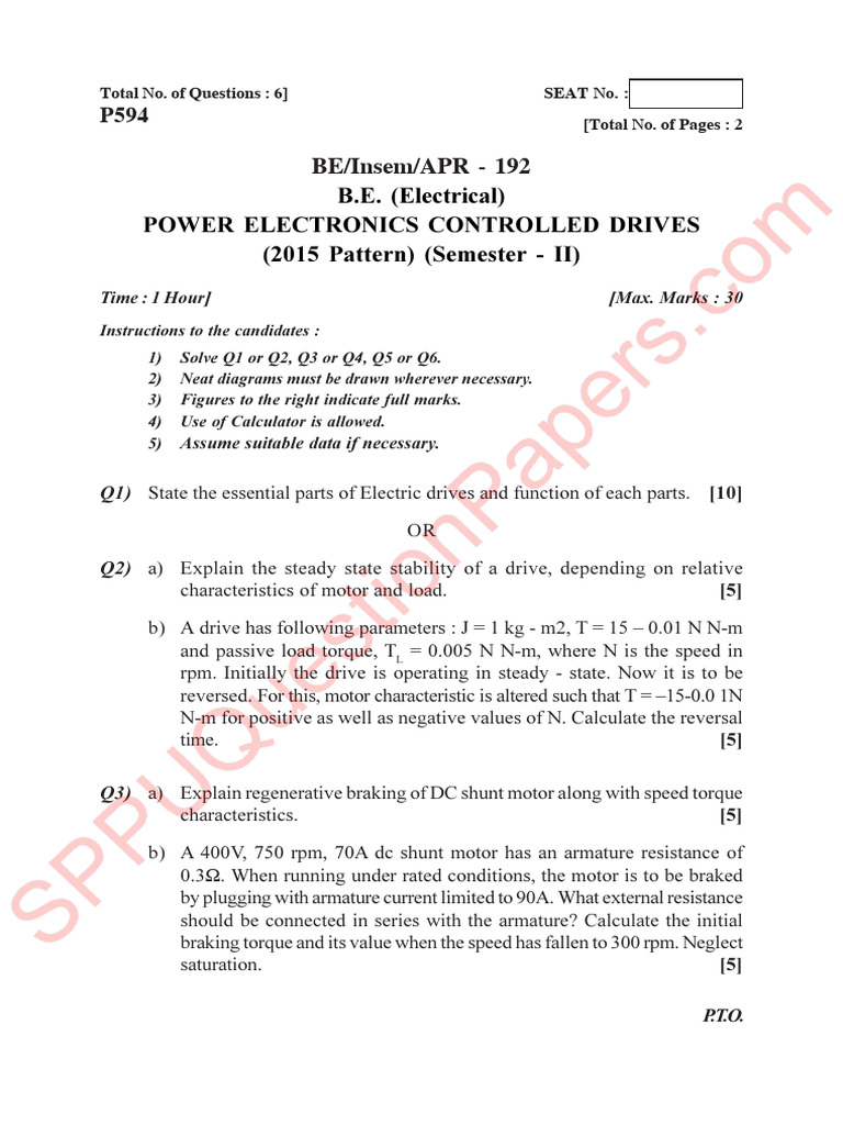 Be Electrical Engineering Semester 8 2019 March Power Electronic ...
