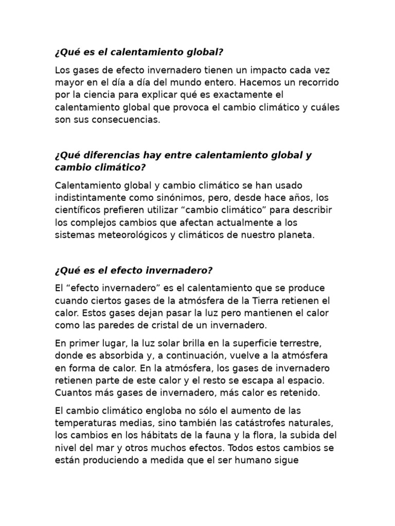 Calentamiento Global | PDF | Cambio climático | Gases de efecto invernadero
