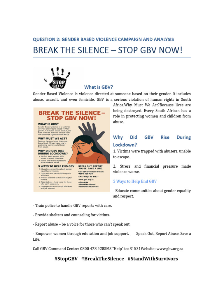 Break The Silence Stop GBV Poster | PDF