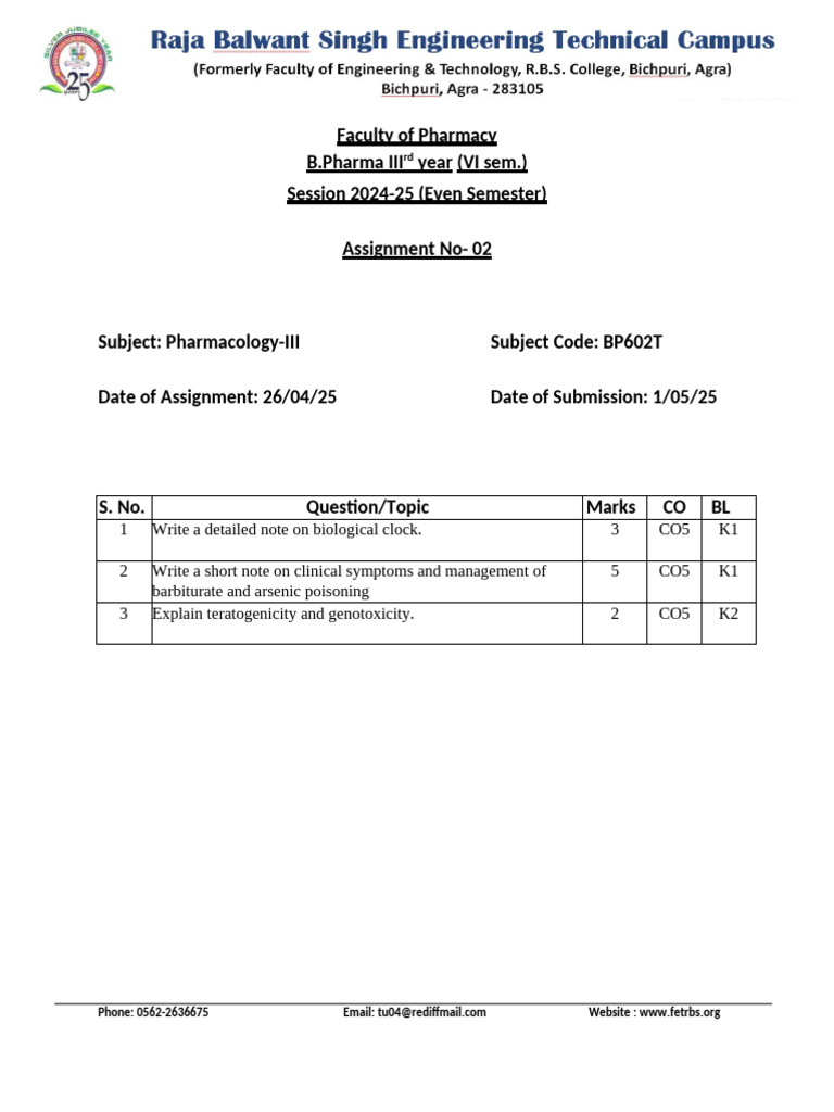 Pharmacology Assignment 2 | PDF