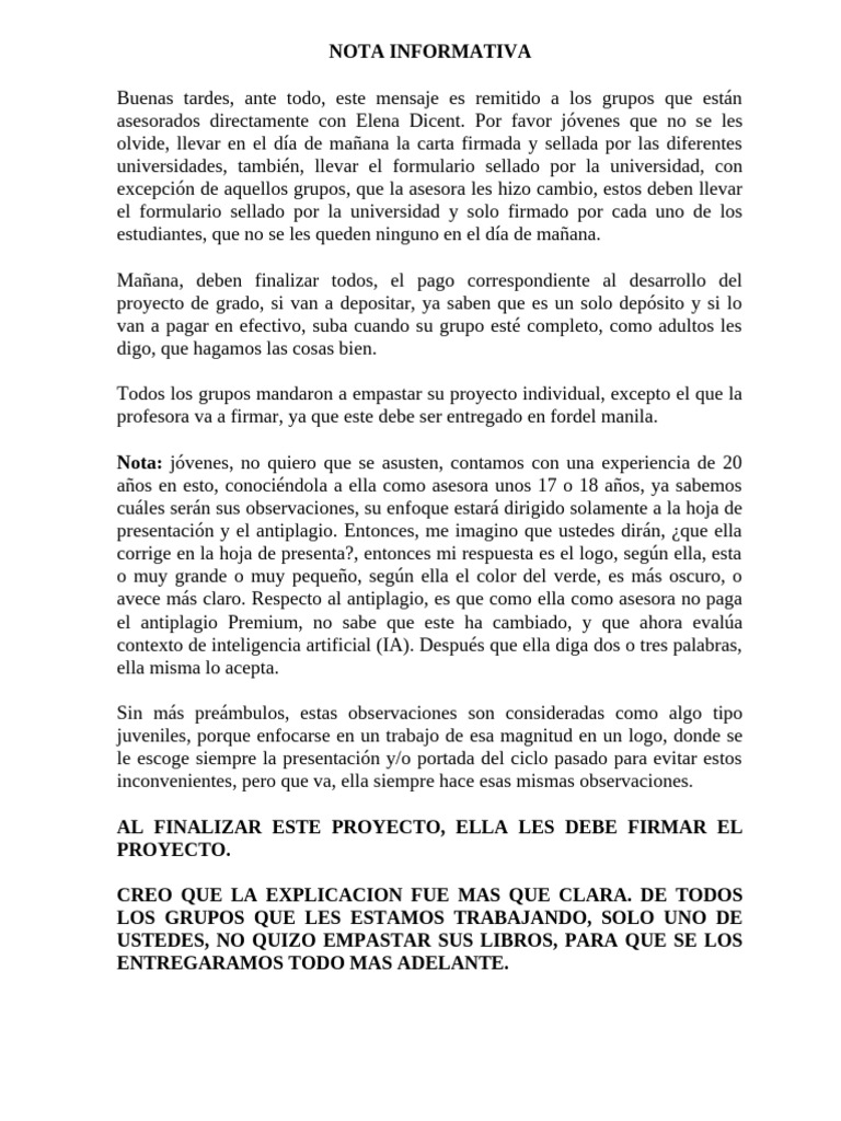 Nota Informativa | PDF