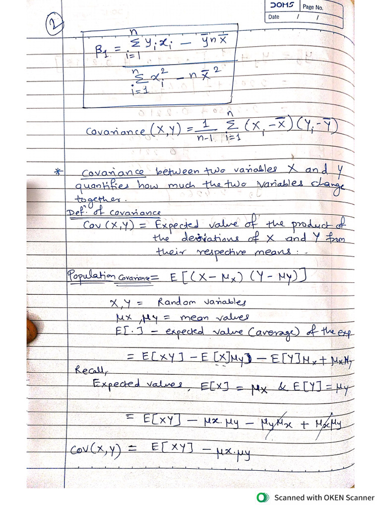 Coefficient of Correlation and Covariance | PDF