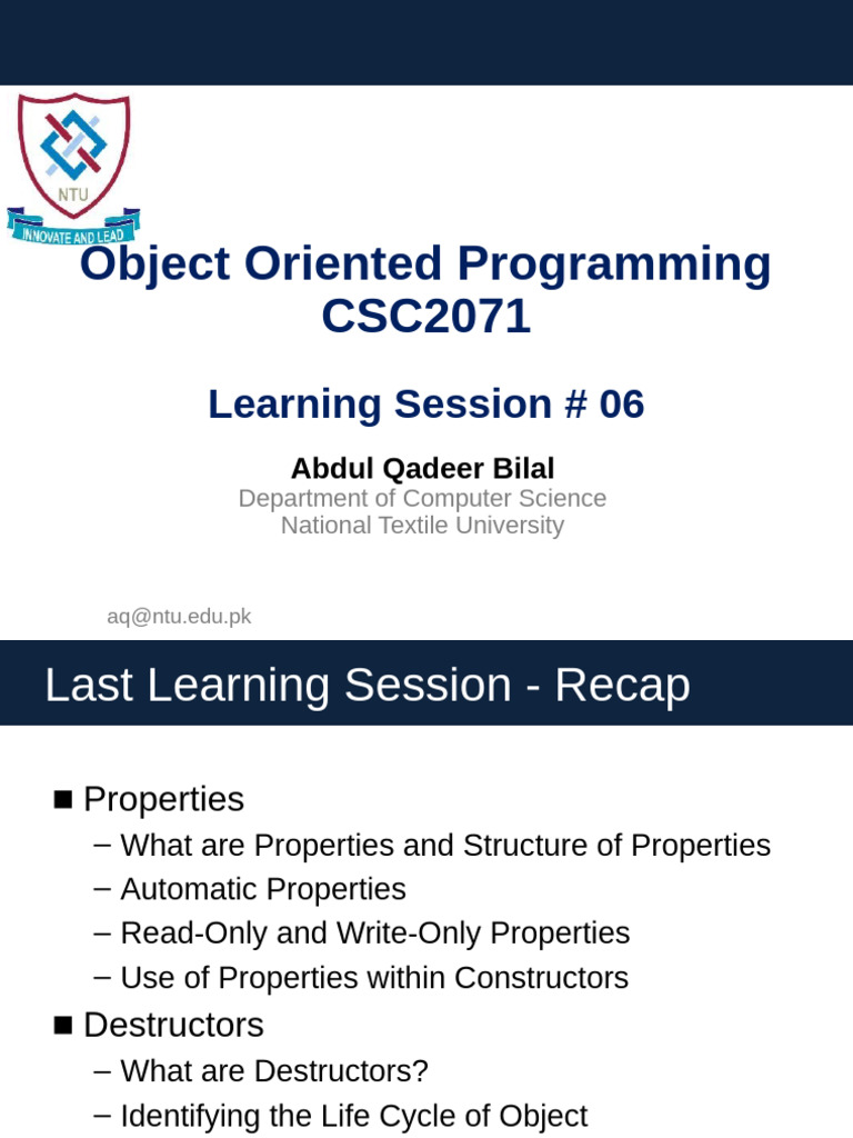 COC2071 - Session 06 (Static Fields, Methods, Constructors, - Classes) | PDF | Class (Computer ...