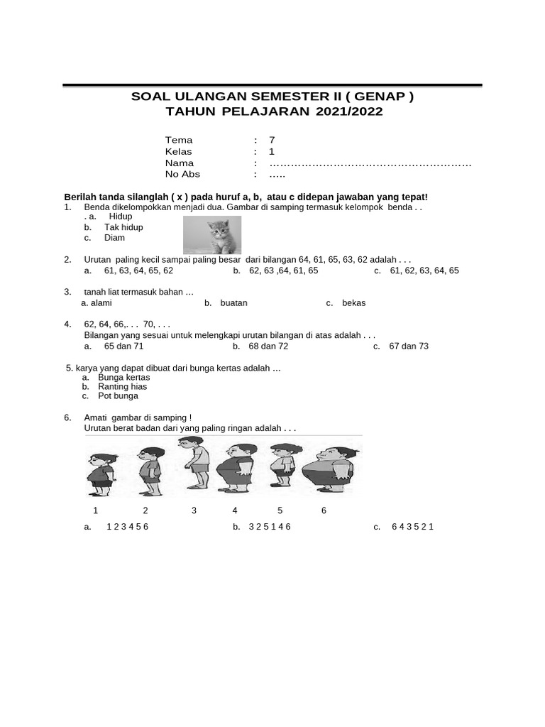 Tema 7 Untuk Kelas 1 K 13 | PDF
