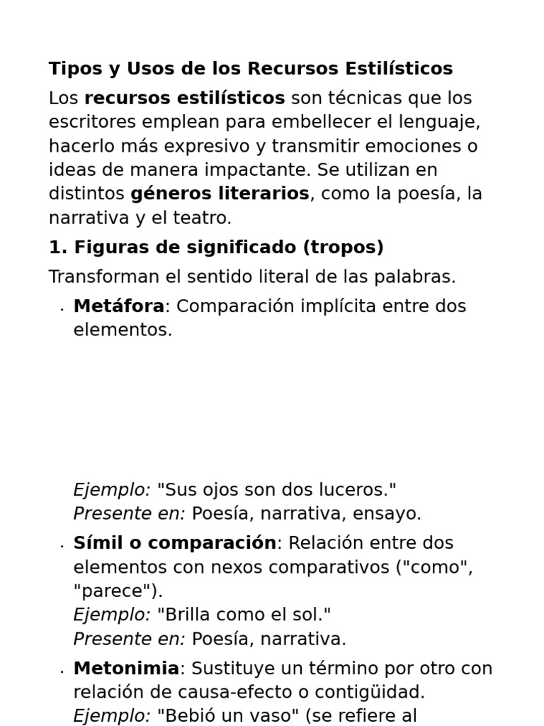 Tipos y Usos de Los Recursos Estilísticos | PDF | Poesía