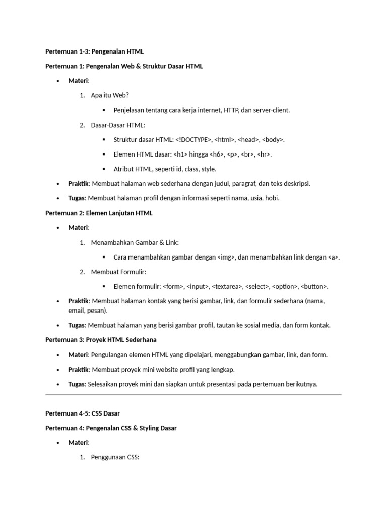 Materi Lengkap Per Pertemuan | PDF