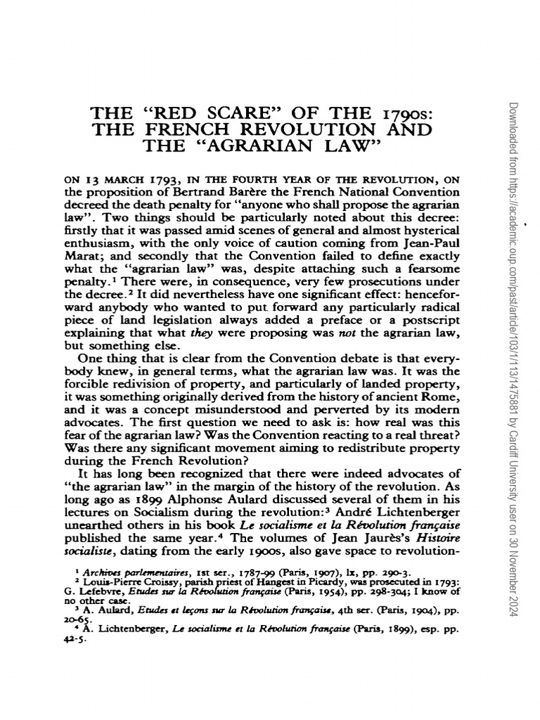 Agrarian Law and the 1790s Red Scare | PDF | Plutarch | Sparta