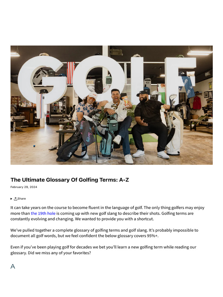 The Ultimate Glossary of Golfing Terms: A-Z - Sunday Golf | PDF | Golf ...