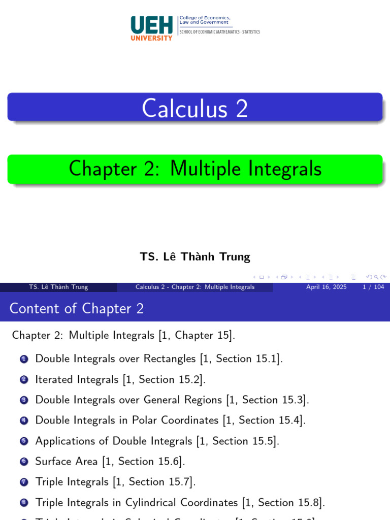 Chapter2 MultipleIntegrals | PDF | Integral | Multivariable Calculus