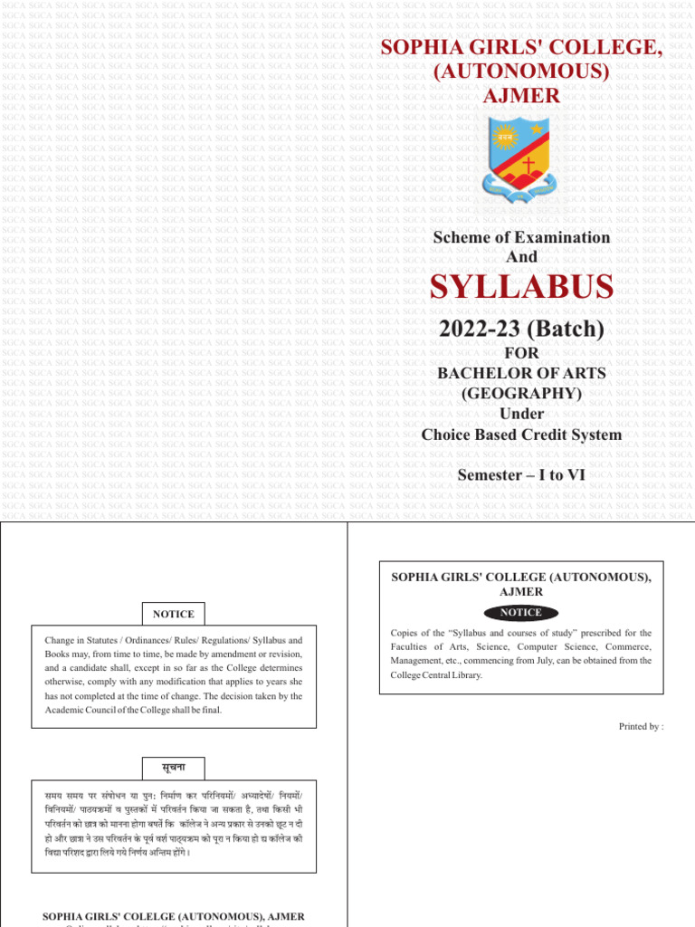 BA Geography Syllabus 2022-23 | PDF