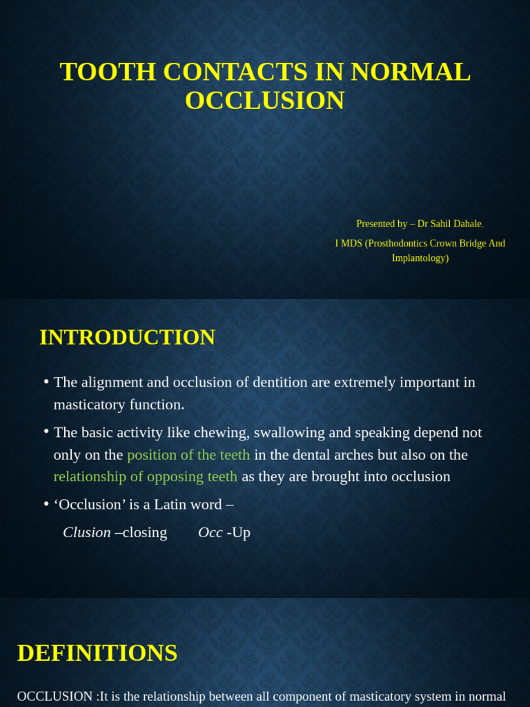 Occlusal Contacts in Normal Occlusion | PDF | Dental Anatomy | Dentistry