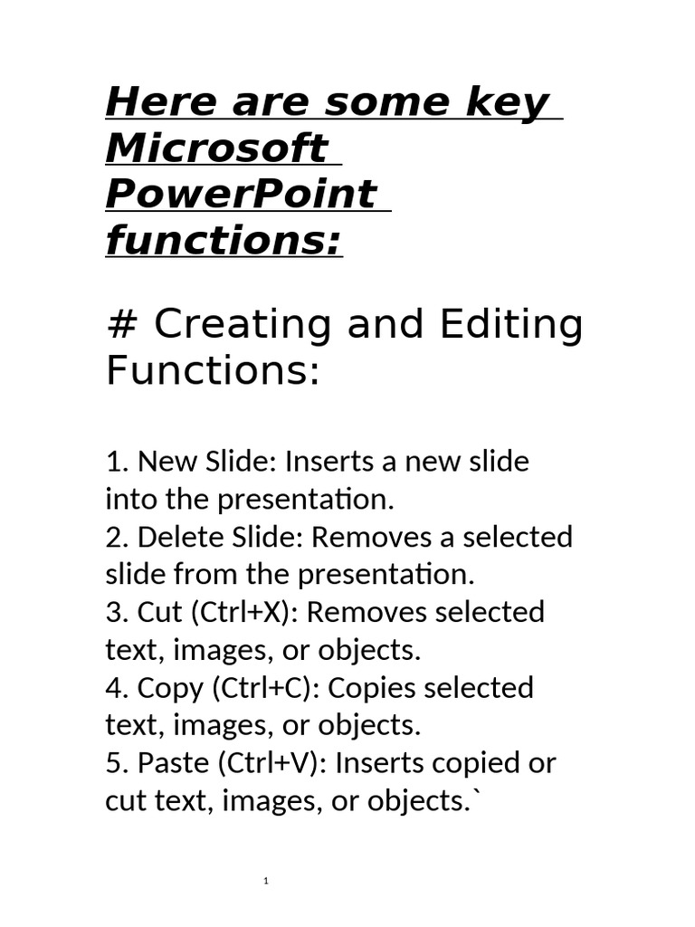 Essential Microsoft PowerPoint Functions | PDF