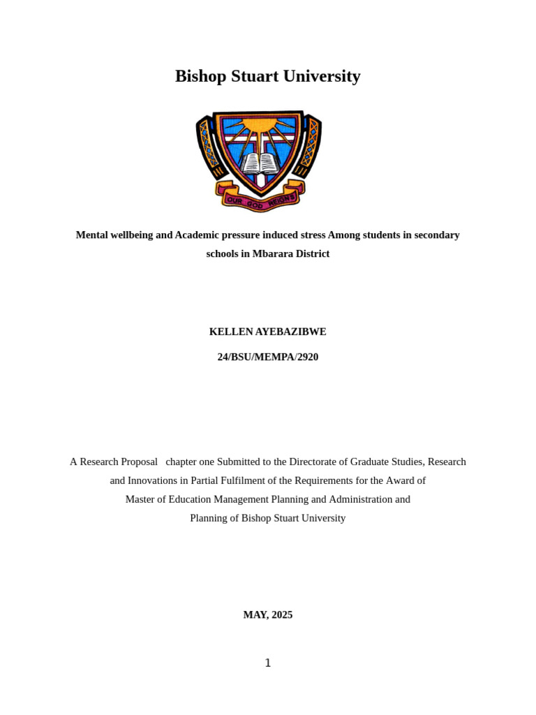 KELLEN AYEBAZIBWE - Docx - Mental Wellbeing and Academic Pressure - Stress in Secondary Schools ...