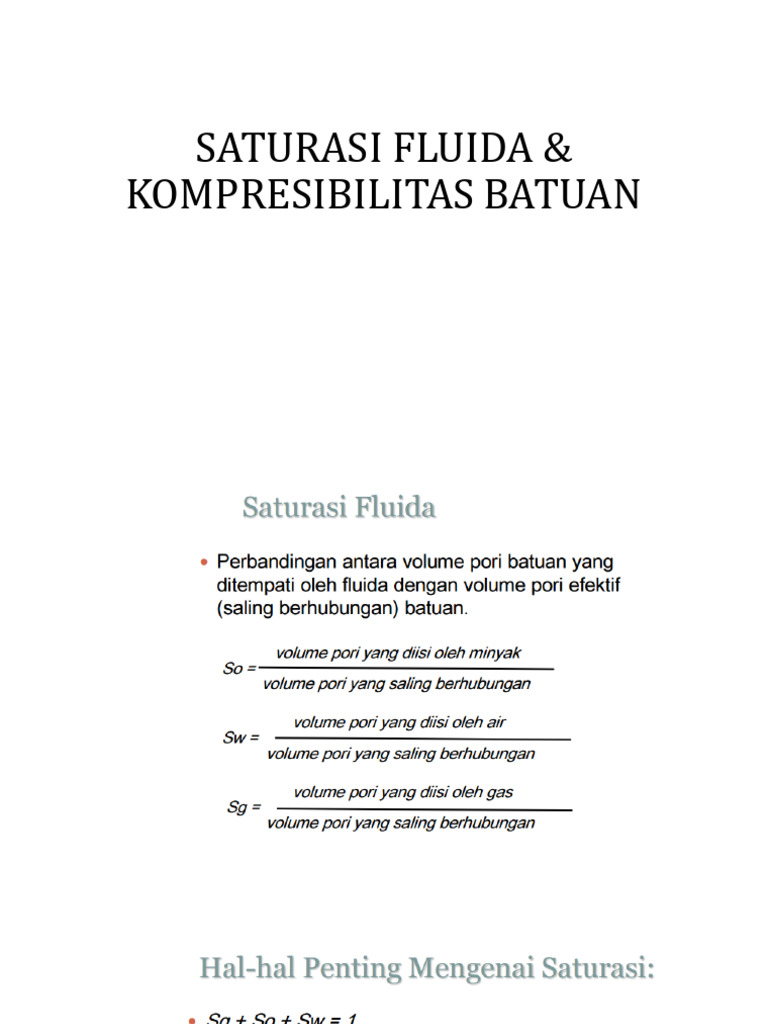 Saturasi Fluida (2025) dan Kompresibilitas batuan (2025) | PDF