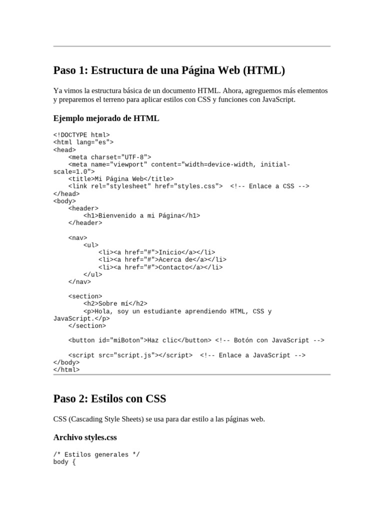 Estructura de Un Apagina Web en HTML | PDF | HTML | Script Java
