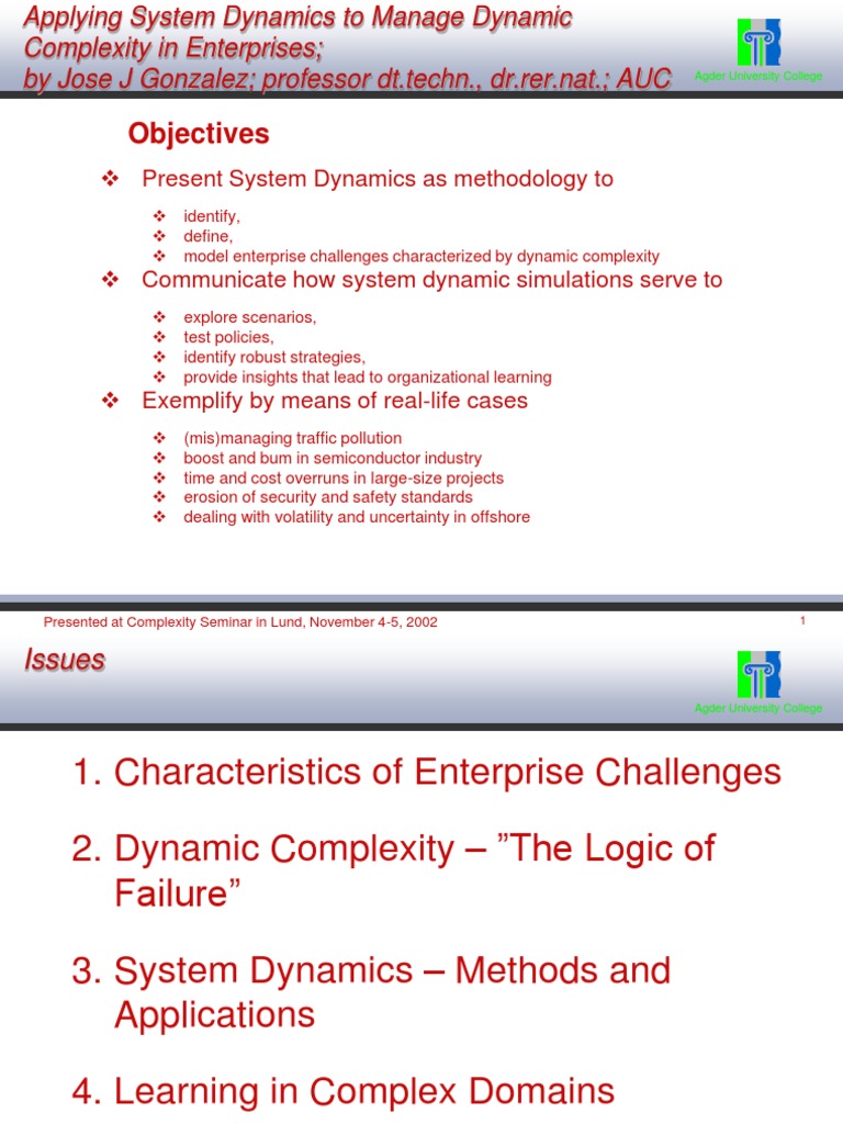 Applying System Dynamics To Manage Dynamic Complexity | PDF | Conceptual Model | Databases