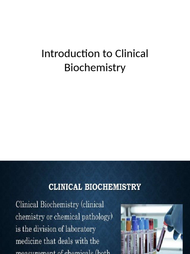 Introduction To Clinical Biochemistry | PDF
