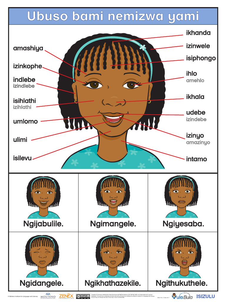 Ubuso Bami Nemizwa Yami VOCAB POSTER IsiZulu 0 | PDF