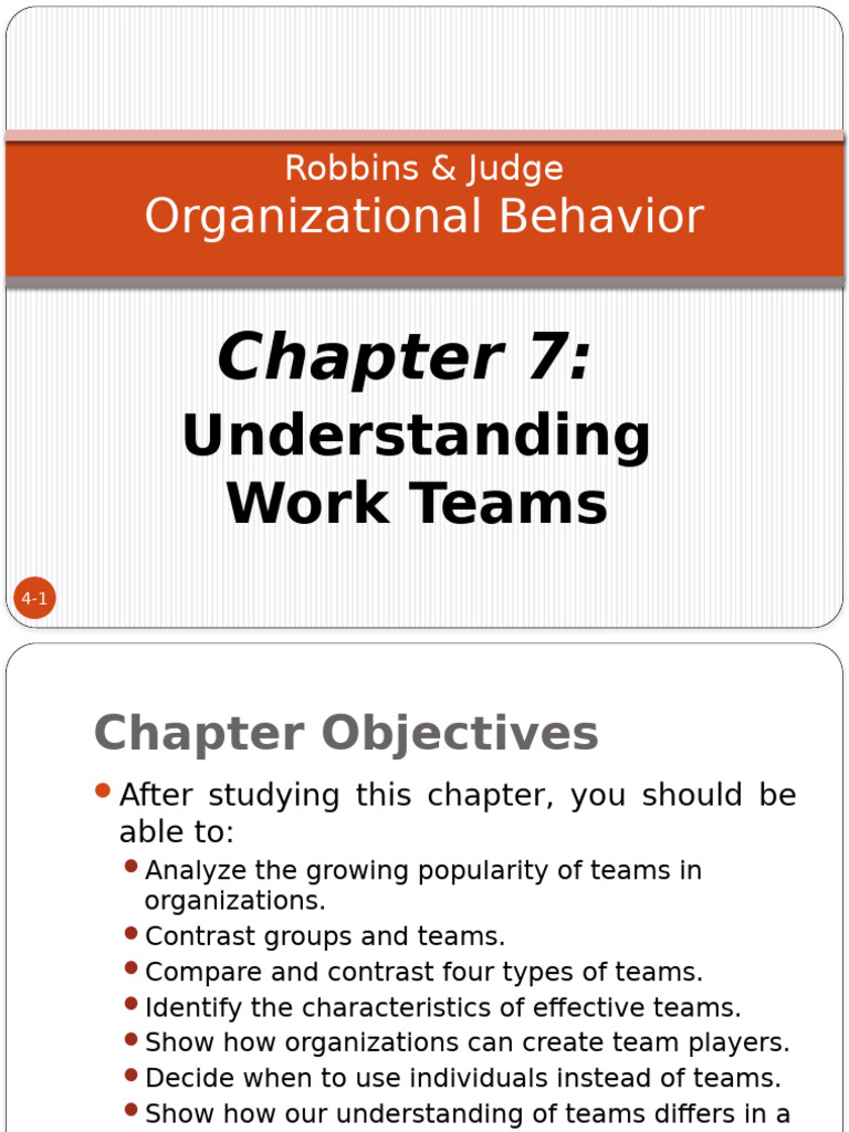 OB Chapter 7 Understanding Work Teams | PDF | Organizational Behavior | Social Psychology